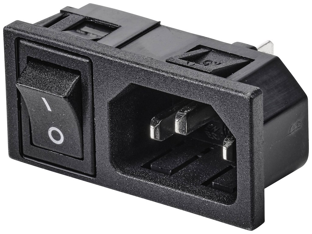 Tru Components TC-10088392 IEC konektor muski konektor za ugradnju, vertikalni Ukupan broj polova: 3 10 A crni