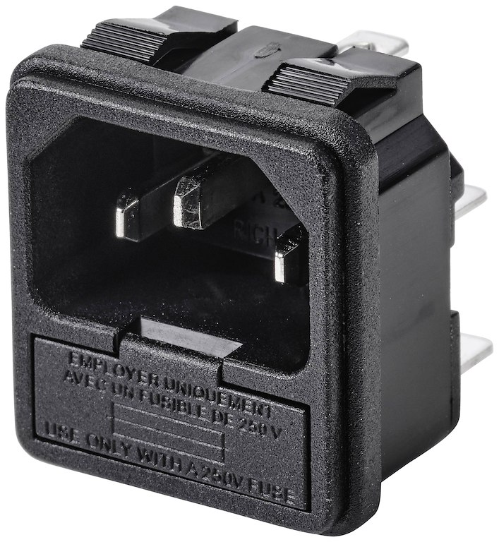 Tru Components TC-10088372 IEC konektor muski konektor za ugradnju, vertikalni Ukupan broj polova: 3 10 A crni