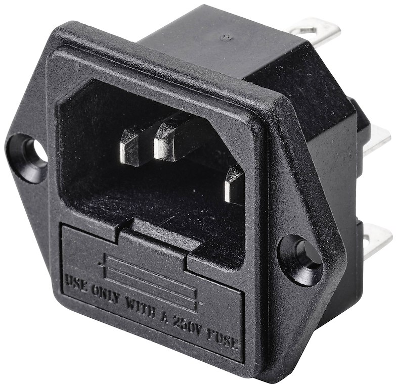 Tru Components TC-10088368 IEC konektor muski konektor za ugradnju, vertikalni Ukupan broj polova: 3 10 A crni