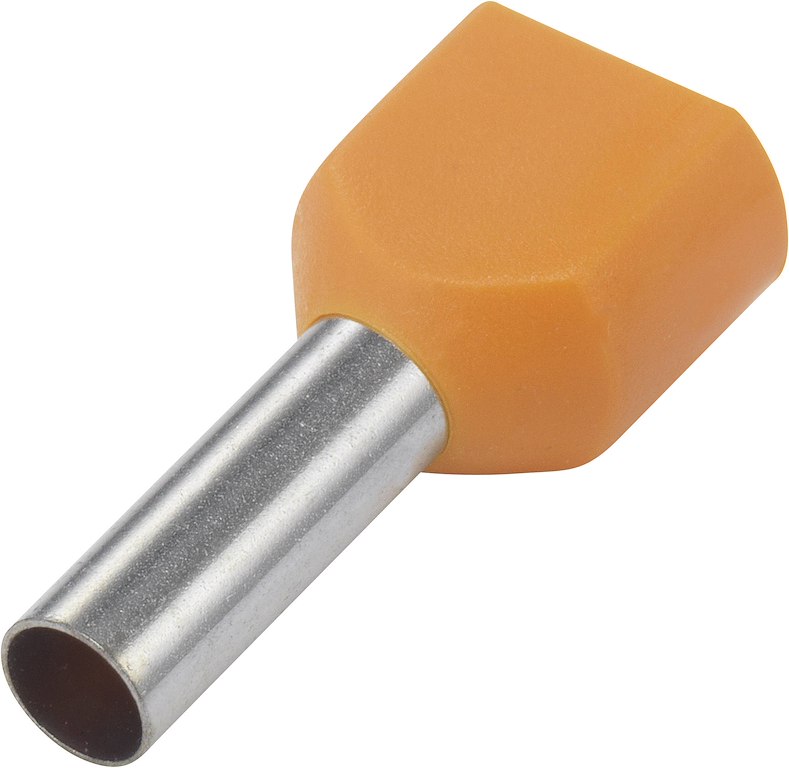 Dvostruke zile 1 * 0,50 mm 2 * 8 mm delimicno izolovane, narandzaste boje Tru Components 1091317 100 komada