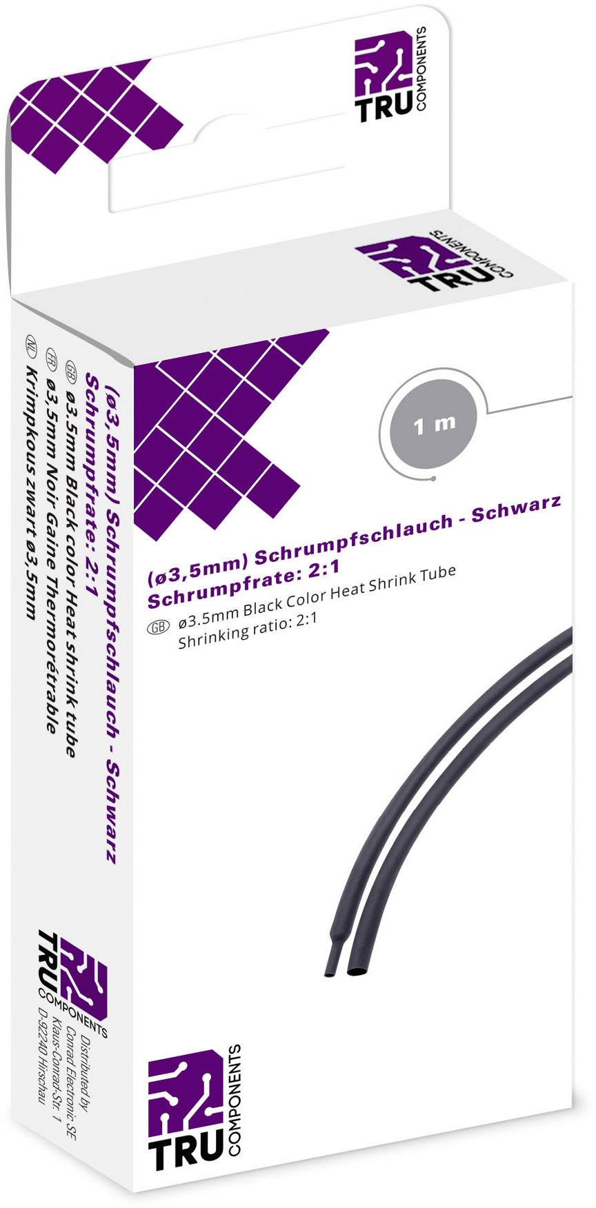 Tru Components T1904CA029 termoskupljajuca cev bez lepka crna 3,50 mm 1,80 mm Odnos skupljanja: 2:1 1 m