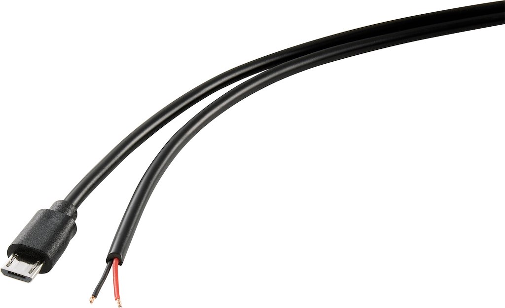 Tru Components kabl za napajanje Raspberri Pi, BBC micro:bit [1* muski USB 2.0 konektor tip mikro B – 1* slobodan kraj] 1,00 m crni