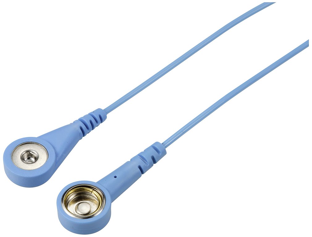 Tru Components TC-12358912 ESD kabl za uzemljenje svetlo plavi 1,80 m dugme 4 mm, dugme 10 mm