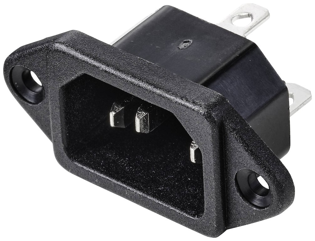 Tru Components TC-10088412 IEC konektor muski konektor sa prirubnicom Ukupan broj polova: 3 10 A crni