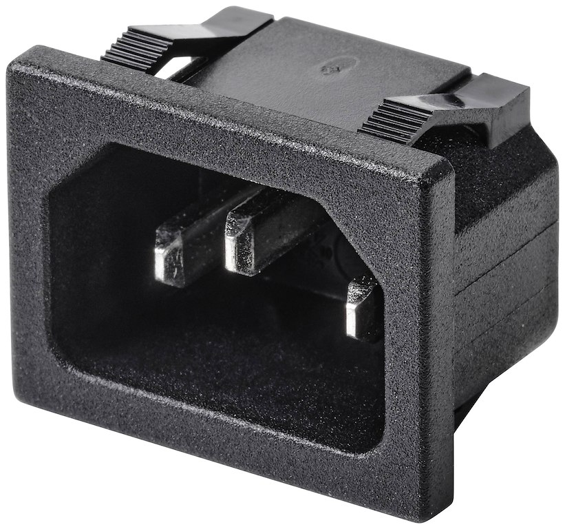 Tru Components TC-10088384 IEC konektor muski konektor za ugradnju, vertikalni Ukupan broj polova: 3 10 A crni