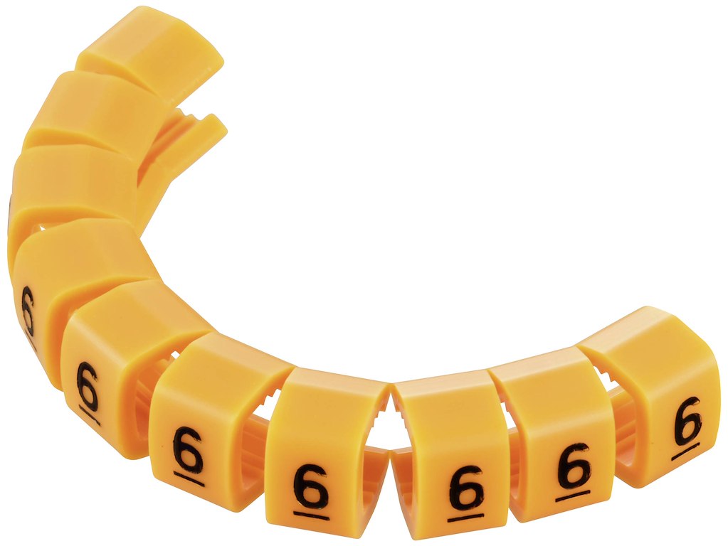 Oznaka za obelezavanje kablova, odstampani simbol 6 opseg spoljasnjeg precnika 4 do 5,10 mm 1593428 TC-MB2/6203 Tru Components