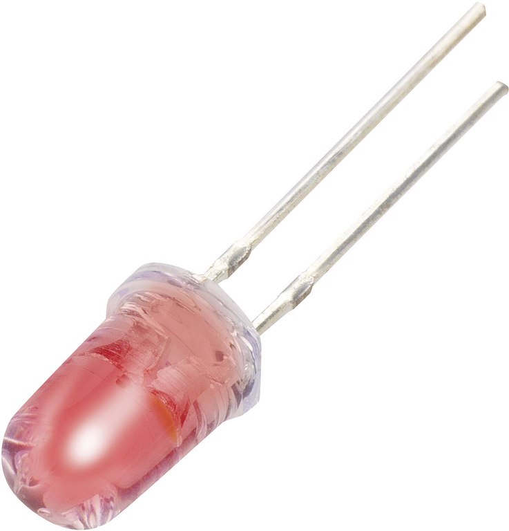 Tru Components IBR-50FRV00 difuzna LED crvena, bela okrugla 5 mm 950 mcd, 2000 mcd 30 , 18 20 mA, 20 mA 2 V, 3,3 V