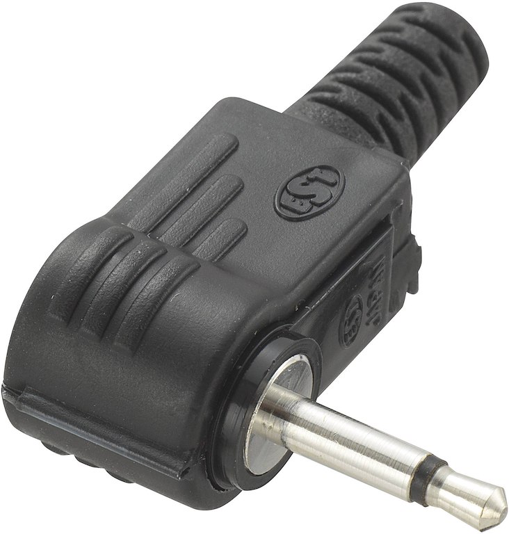 Tru Components 718989 2,5 mm banana konektor ugaoni muski konektor broj pinova: 2 mono crni