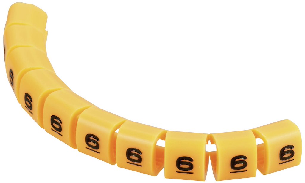 Oznaka za obelezavanje kablova, odstampani simbol 6 opseg spoljasnjeg precnika od 3 do 3,60 mm 1593400 TC-MB1/6203 Tru Components
