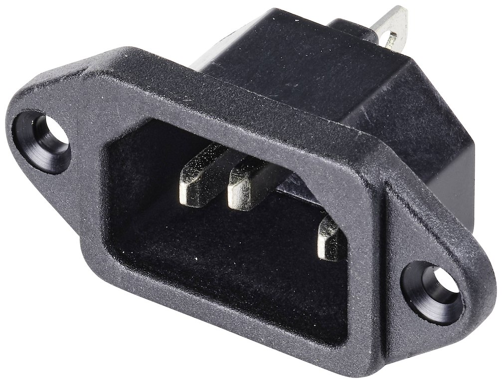 Tru Components TC-10475840 IEC konektor muski konektor za ugradnju, vertikalni Ukupan broj polova: 3 10 A crni