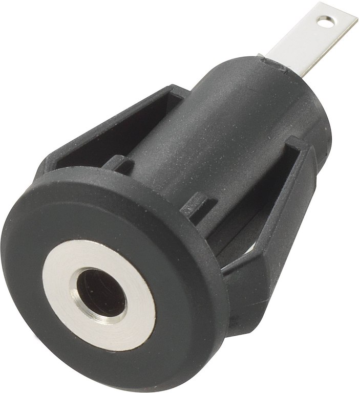 Uticni konektor 2,5 mm uticnica, vertikalna ugradnja, ul. stubovi: 2 mono, crne boje Tru Components