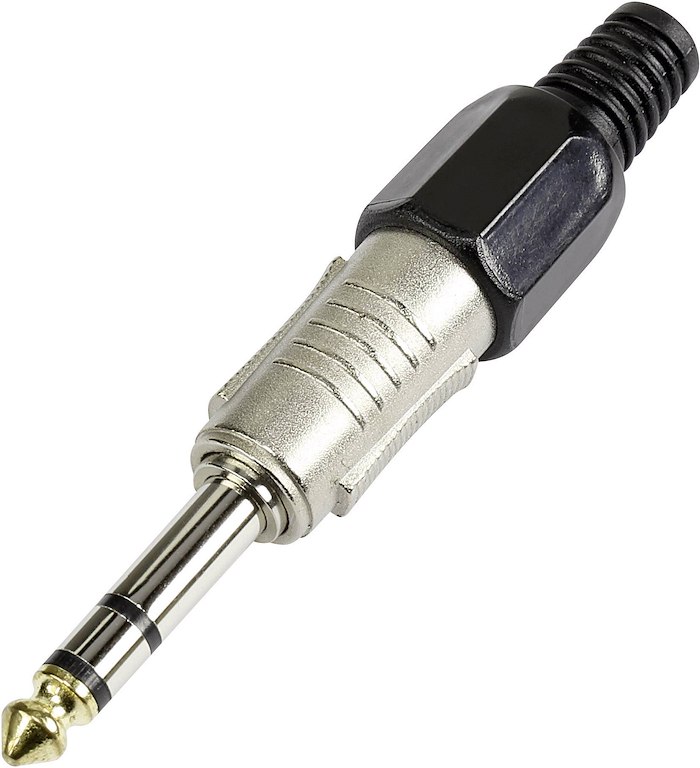 Tru Components 595211 6,35 mm banana konektor ravni muski konektor broj pinova: 3 stereo srebrni