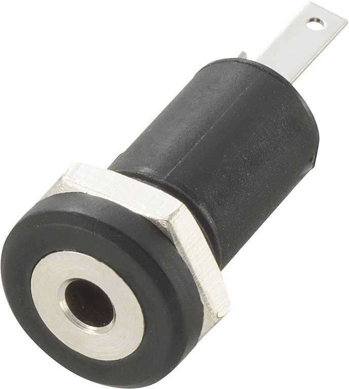 Klinken uticni konektor 2,5 mm uticnica, vertikalna montaza st. stubovi: 2 mono, crne boje Tru Components