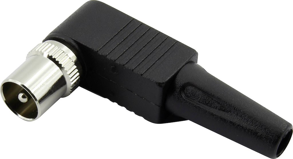 Tru Components 1372218 koaksijalni ugaoni utikac sa navlakom protiv preklapanja Prikljucci: koaksijalni IEC utikac