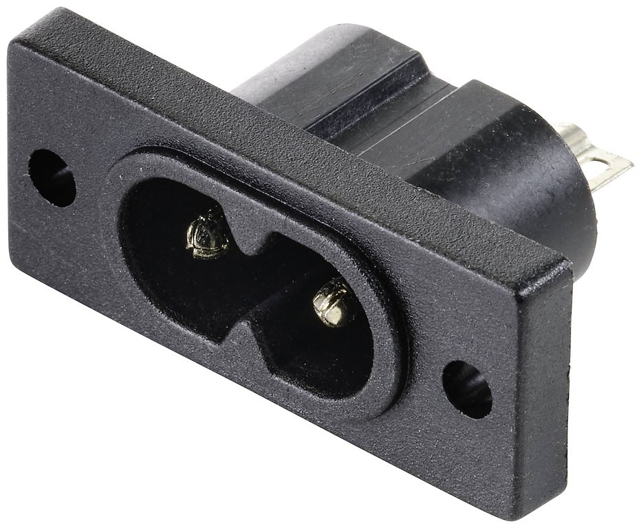 Tru Components TC-10475836 IEC konektor muski konektor za ugradnju, vertikalni Ukupan broj polova: 2 2,5 A crni