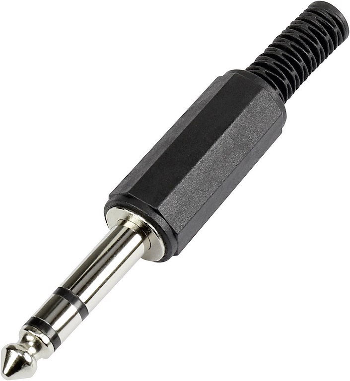 Tru Components 595201 6,35 mm banana konektor ravni muski konektor broj pinova: 3 stereo crni