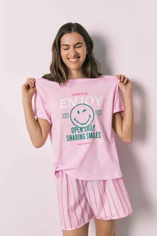 Roze pamučna kratka pidžama SmileyWorld®