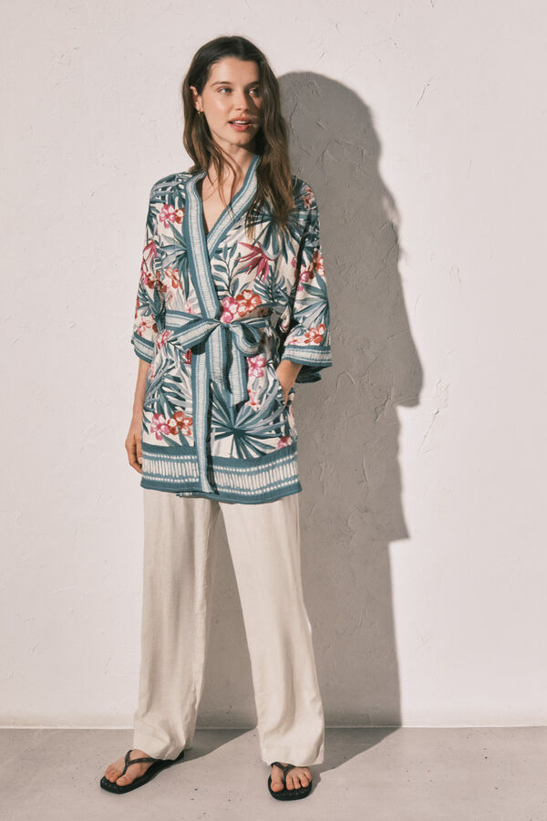 Zeleni kimono sa printom