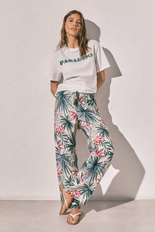 Zelene duge pantalone sa printom