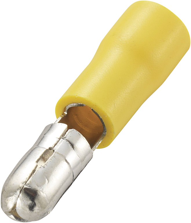 Okrugli utikac 4 mm 2 6 mm 2, precnik kontakta: 5 mm delimicno izolovan, zute Tru Components 1583184