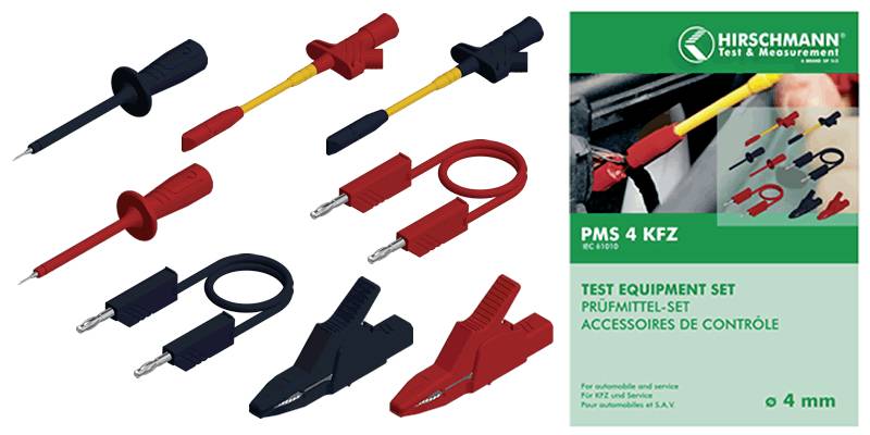SKS Hirschmann PMS 4 KFZ komplet mernih kablova [lamelarni muski konektor 4 mm – lamelarni muski konektor 4 mm] 1.50 m crna, crvena