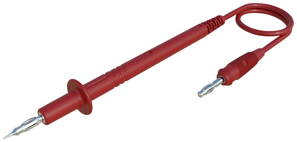 SKS Hirschmann PL 3 rot / red merni kabl [4 mm utikac – lamelarni muski konektor 4 mm] 1.00 m crvena