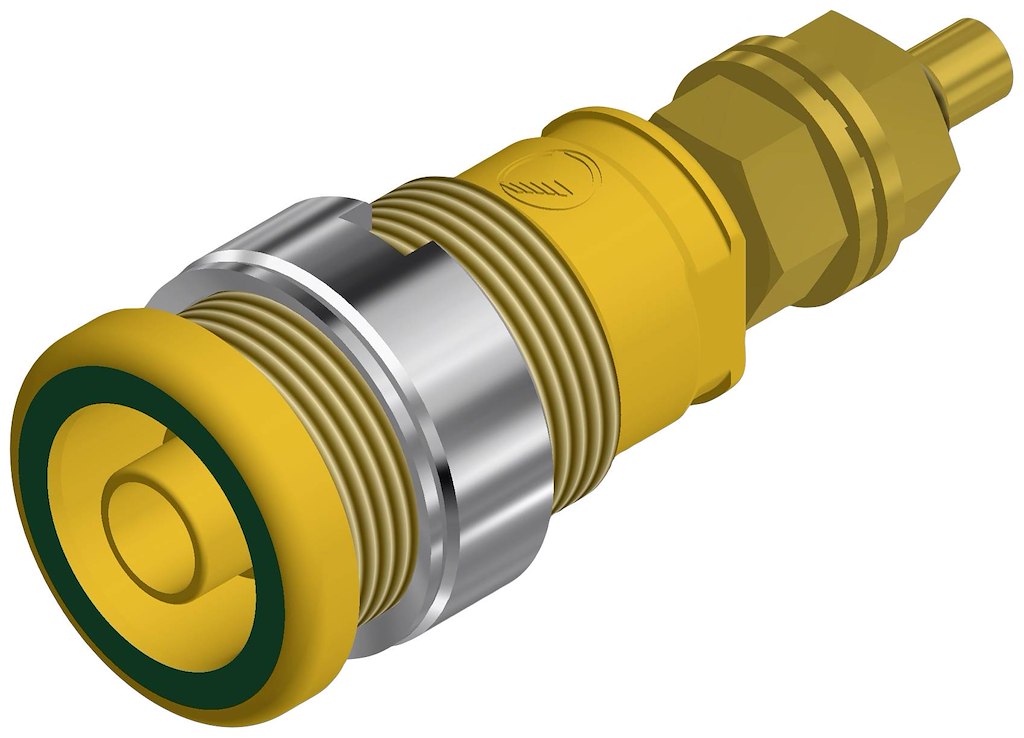 SKS Hirschmann SEB 2600 G M4 sigurnosni laboratorijski zenski konektor zenski konektor, vertikalna ugradnja Pin-fi: 4 mm zelena, zuta