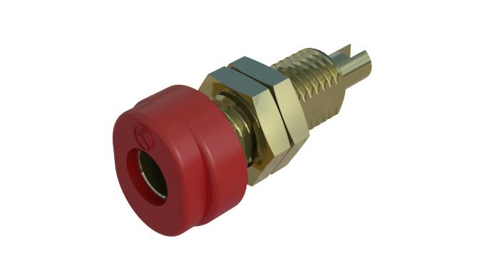 SKS Hirschmann BUG 10 Au laboratorijski zenski konektor zenski konektor, vertikalna ugradnja Pin-fi: 4 mm crvena