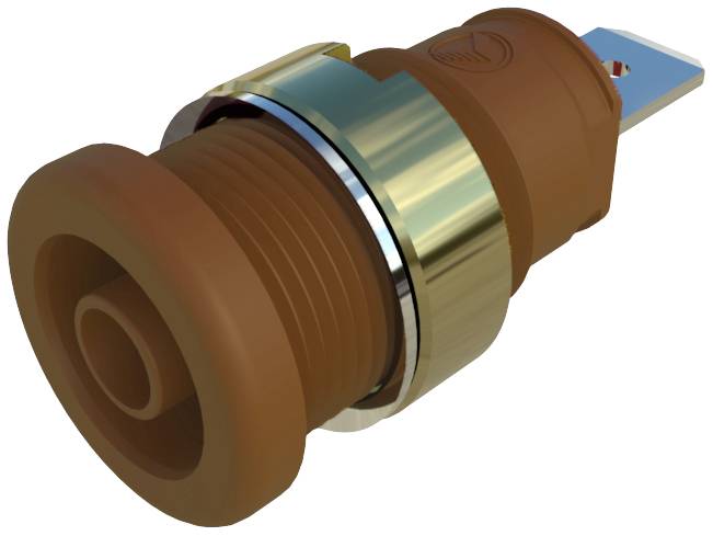 SKS Hirschmann SEB 2610 F4,8 sigurnosni laboratorijski zenski konektor zenski konektor, vertikalna ugradnja Pin-fi: 4 mm smedja boja