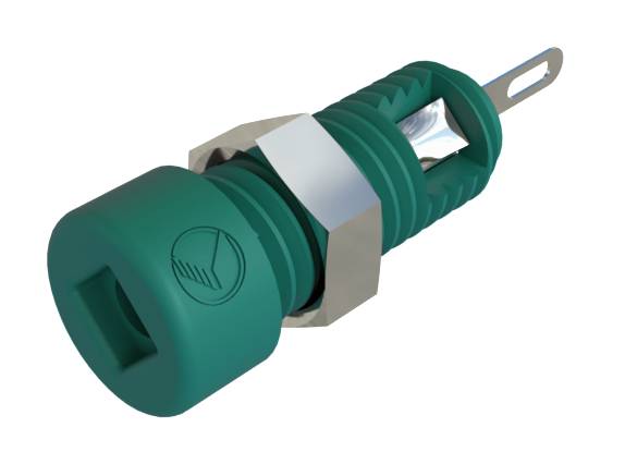SKS Hirschmann CO MBI 1 minijaturni laboratorijski zenski konektor zenski konektor, vertikalna ugradnja Pin-fi: 2 mm zelena