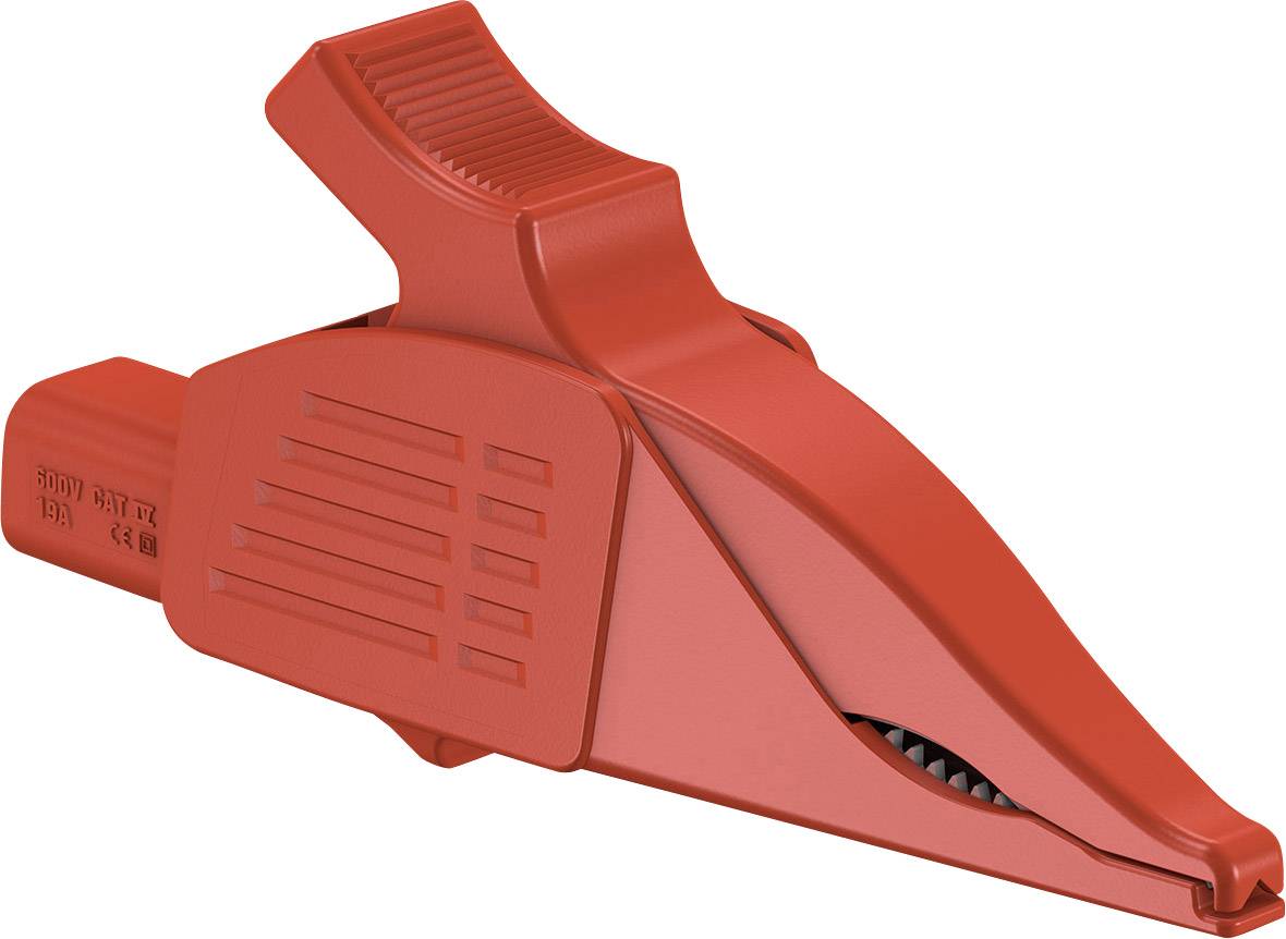 Staubli XDK-1033/I-2 sigurnosna krokodilska stezaljka uticni prikljucak 4 mm CAT IV crvena