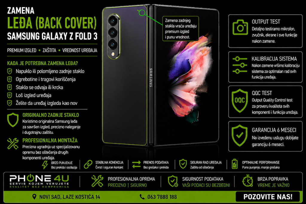Zamena leđa Samsung Galaxy Z Fold 3 | Phone4U Novi Sad