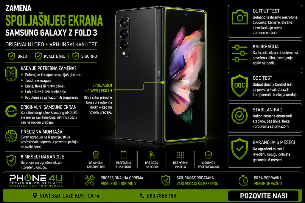 Zamena spoljašnjeg ekrana Samsung Galaxy Z Fold 3 | Phone4U
