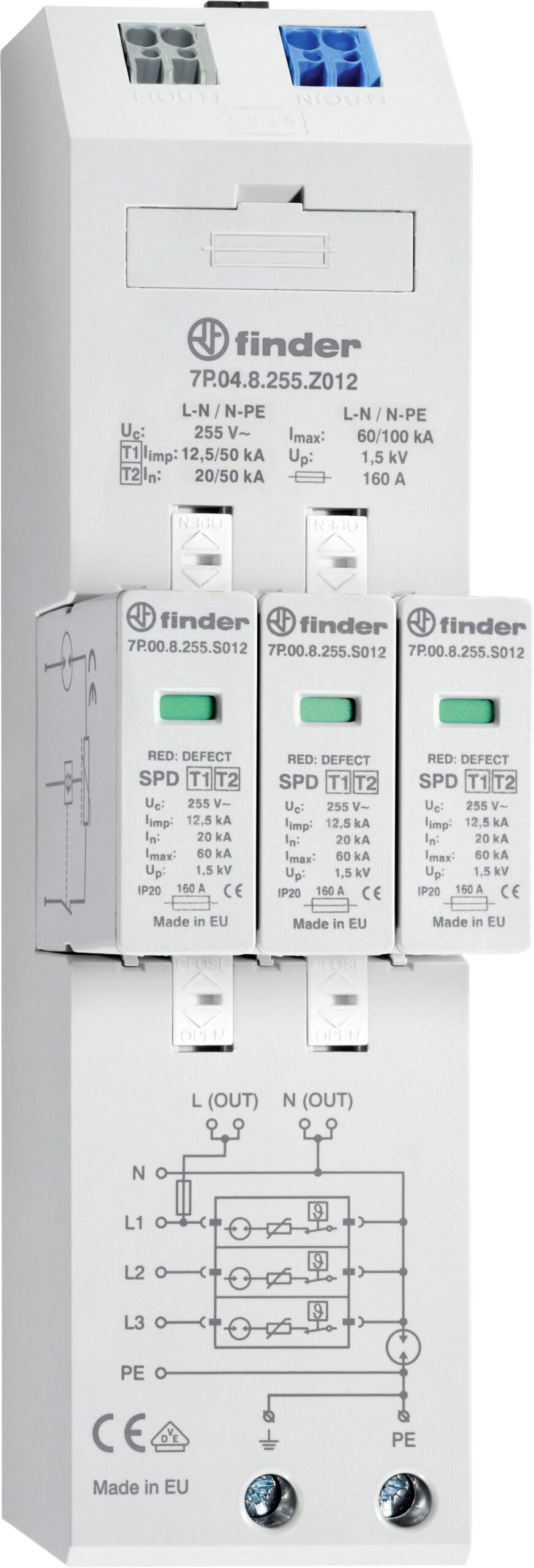 Finder 7P.04.8.255.Z012 7P.04.8.255.Z012 odvodnik prenapona 20 kA