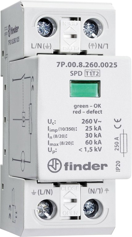 Finder 7P.01.8.260.1025 7P.01.8.260.1025 odvodnik prenapona Zastita od prenapona za: razvodni orman