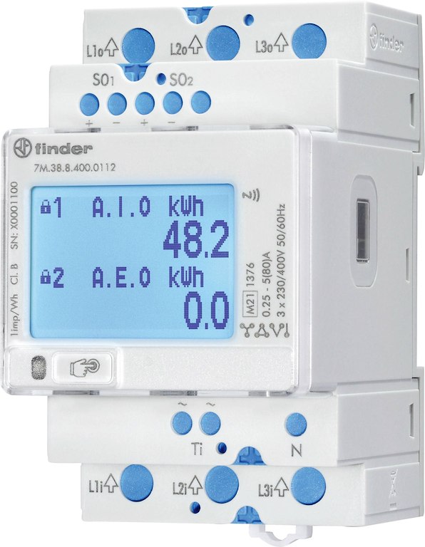 Finder 7M.38.8.400.0112 dvosmerni brojilo na DIN sinu digitalno 80 A