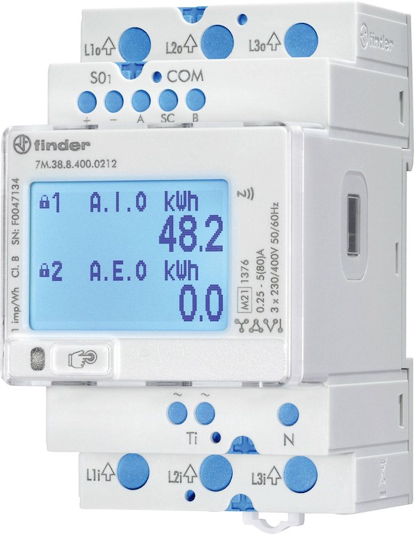 Finder 7M.38.8.400.0212 dvosmerni brojilo na DIN sinu digitalno 80 A