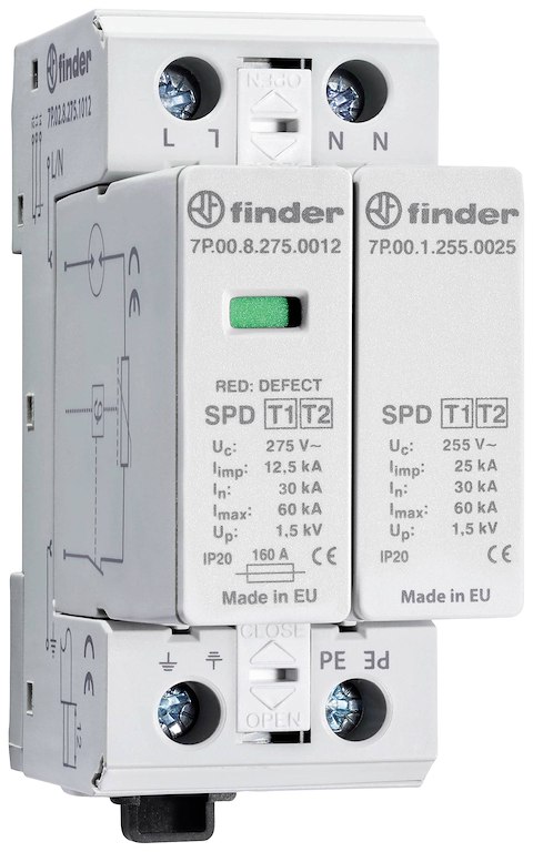 Finder 7P.02.8.275.1012 7P.02.8.275.1012 odvodnik prenapona 60 kA