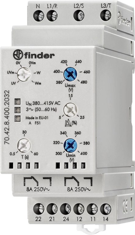 Finder 70.42.8.400.2032 nadzorni relej 8 A 2 prekidanje IP20