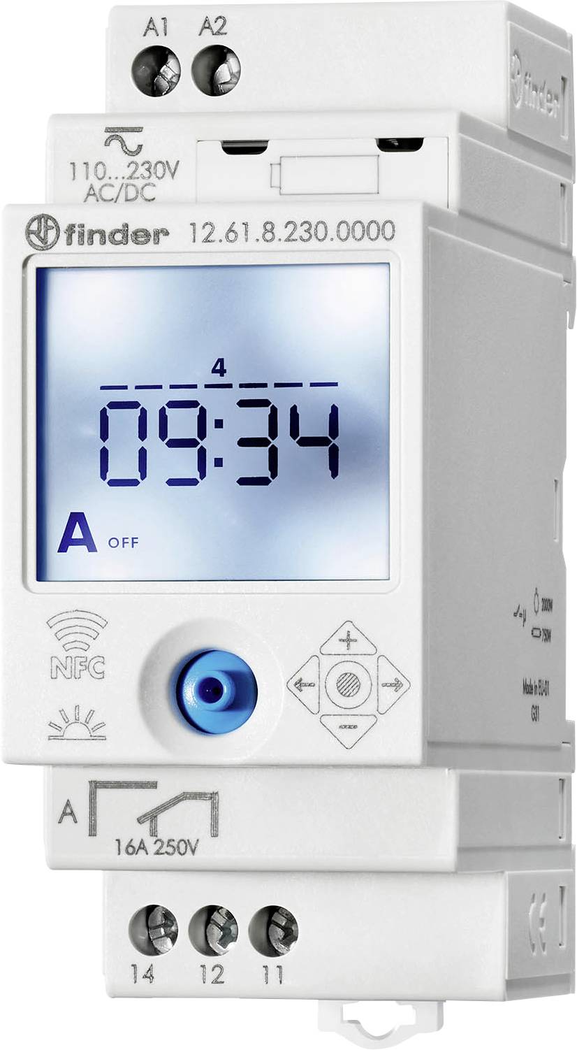 Finder 12.61.0.024.0000 uklopni sat 12 V DC/AC, 24 V DC/AC 16 A 35 mm