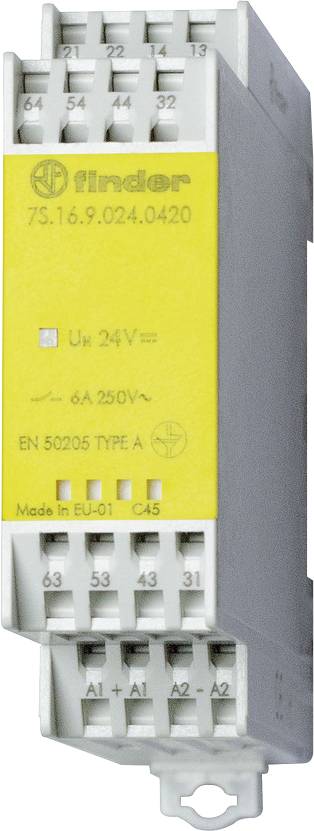 Finder 7S.16.9.024.5420 industrijski relej Nazivni napon: 24 V/DC Uklopna struja (maks.): 6 A 4 NO, 2 NC
