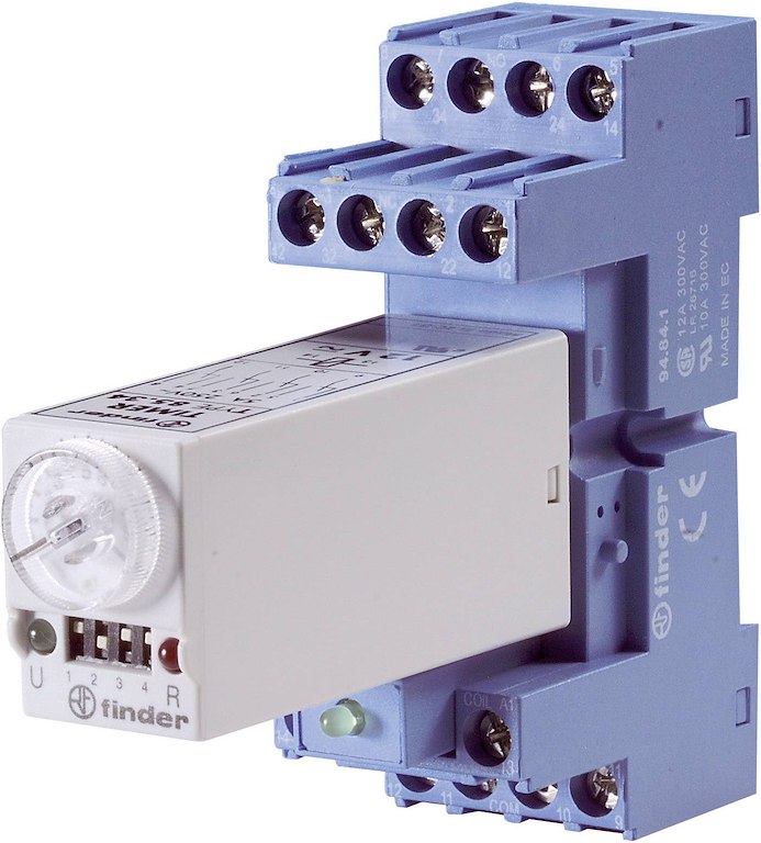 Finder 85.04.0.012.0000 85.04.0.012.0000 multifunkcionalni vremenski relej 12 V/DC, 12 V/AC Vremenski opseg: 0,05 s – 100 h 4 preklapanja