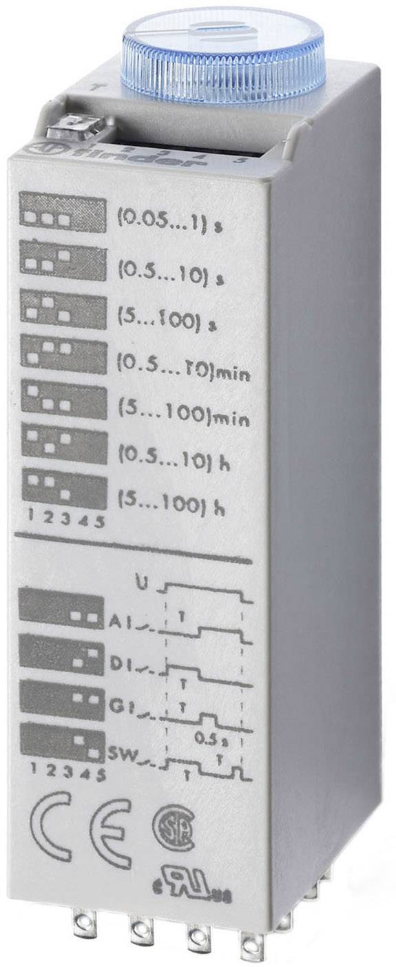 Finder 85.04.0.024.0000 85.04.0.024.0000 multifunkcionalni vremenski relej 24 V/DC, 24 V/AC Vremenski opseg: 0,05 s – 100 h 4 preklapanja