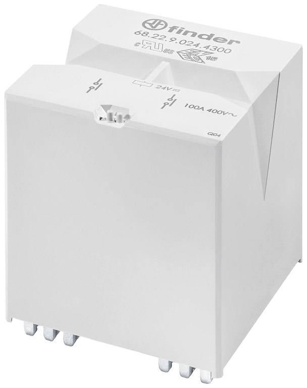 stampani relej sa 2 prikljucna kontakta za upotrebu u pretvaracima ili stanicama za punjenje, mak. stalna struja 100 A, napon zavojnice 24 V DC Finder 68.22.9.024.4300 PCB relej 24 V/DC 100 A 2 NE