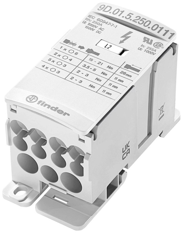 Finder 9D.01.5.250.0111 razdelni blok 250 A 1000 V/AC, 1500 V/DC 47,5 mm