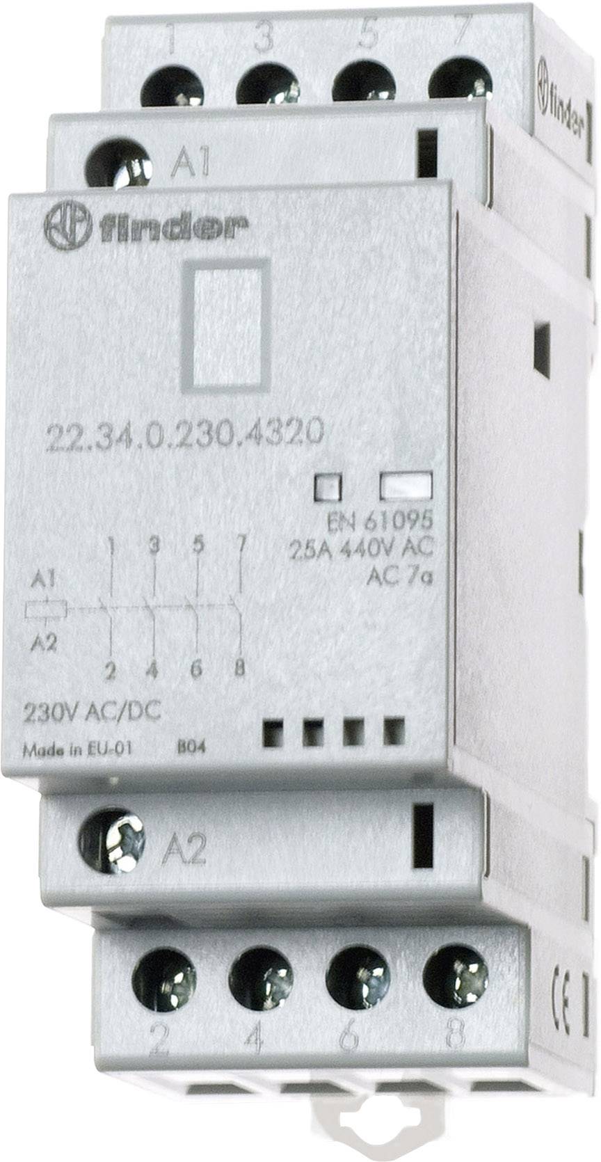 Finder 22.34.0.230.4620 kontaktor 2 NO, 2 NC 230 V/DC, 230 V/AC 25 A