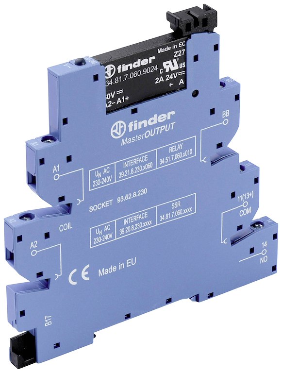 MasterOUTPUT spojni relej, sa vijcima, SSR 1 NO kontakt 2 A/230 V AC, ulaz 24 V DC Finder 39.20.7.024.8240 spojni relej