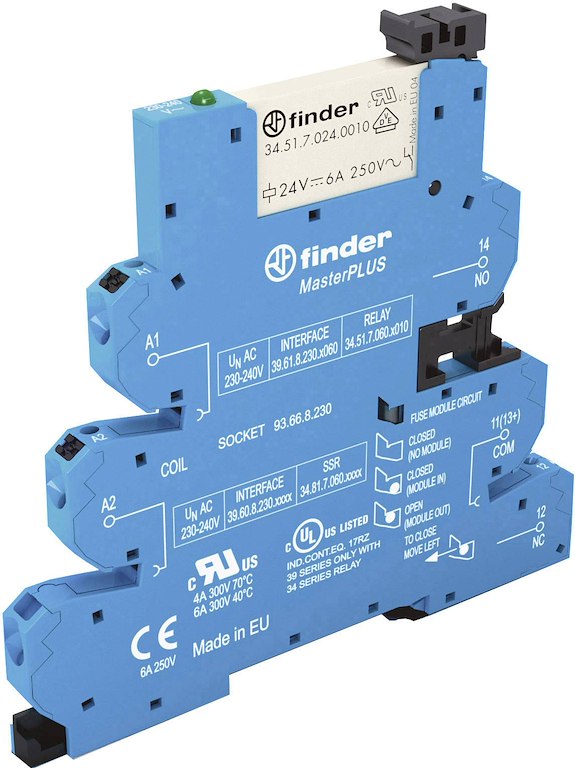 Finder 39.61.0.240.0060 spojni relej 240 V/DC, 240 V/AC 6 A 1 promena