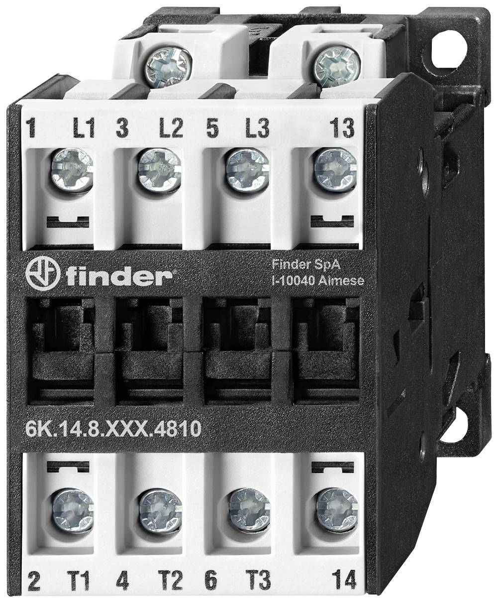 Industrijski kontaktor za montaznu sinu, 3 aktivna kontakta 10 A (400 V – AC 3) + 1 prekidni kontakt 2 A (400 V – AC 15) kao ogledalo kontakt, 4 kV, kao ogledalo kontakt, kalem 24 V AC Finder 6K.1...