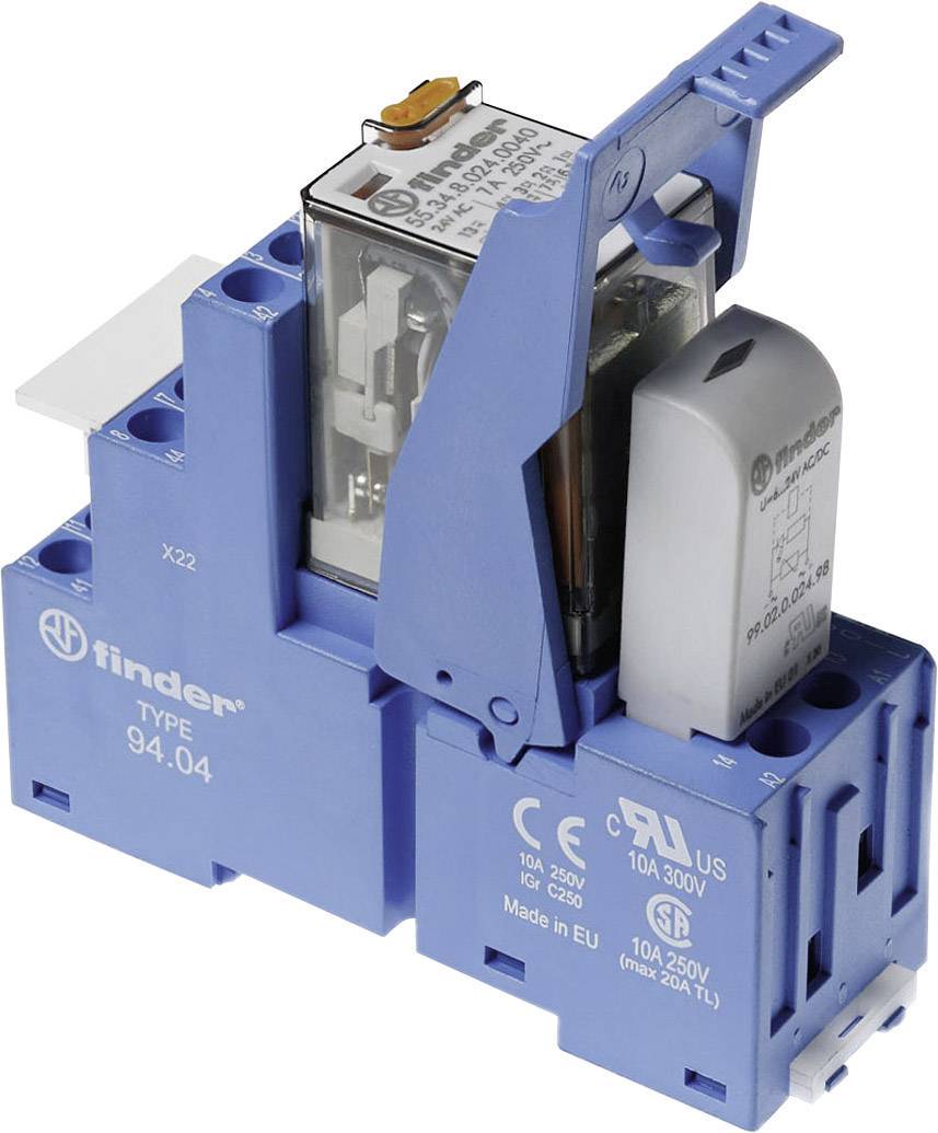Finder 58.34.8.048.0060 relejni modul Nazivni napon: 48 V/AC Uklopna struja (maks.): 7 A 4 kom.